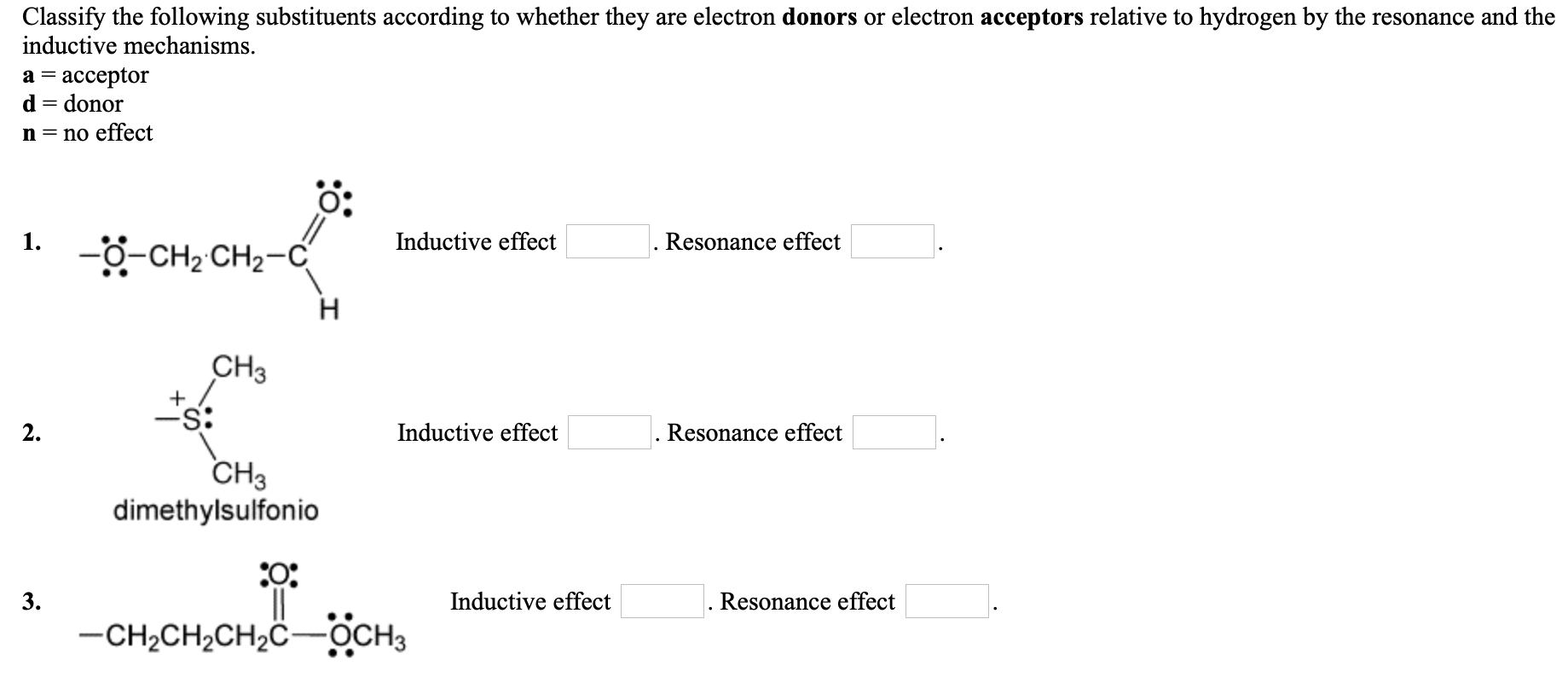 Solved Classify the following substituents according to | Chegg.com