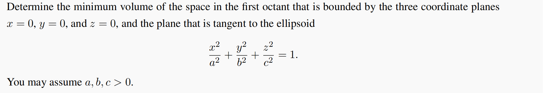 Solved Determine the minimum volume of the space in the | Chegg.com