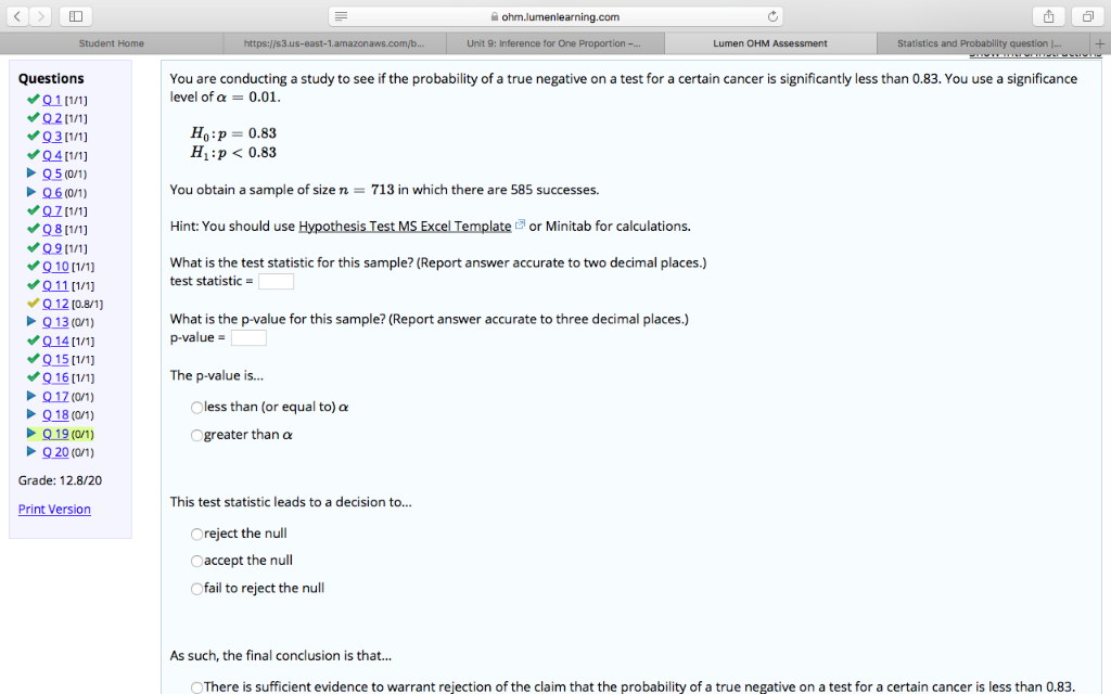 Solved ohm.lumenlearning.com Student Home Statistics and | Chegg.com