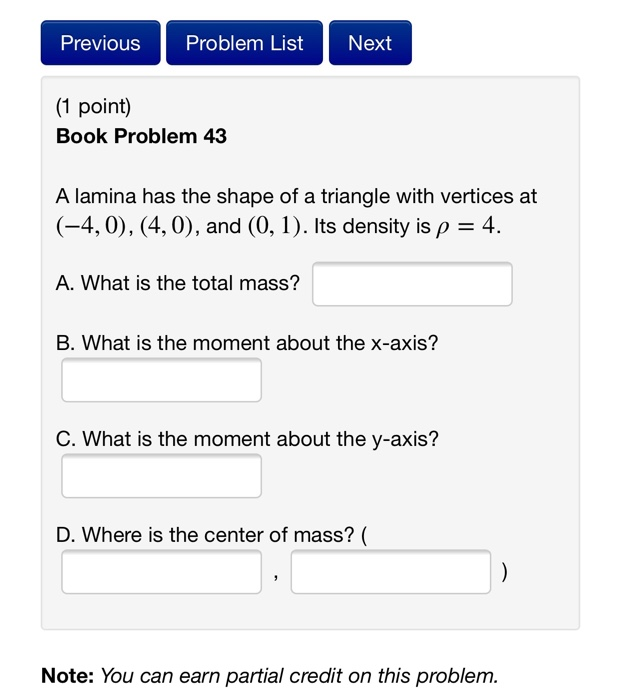 Solved Previous Problem List Next (1 point) Book Problem 43 | Chegg.com
