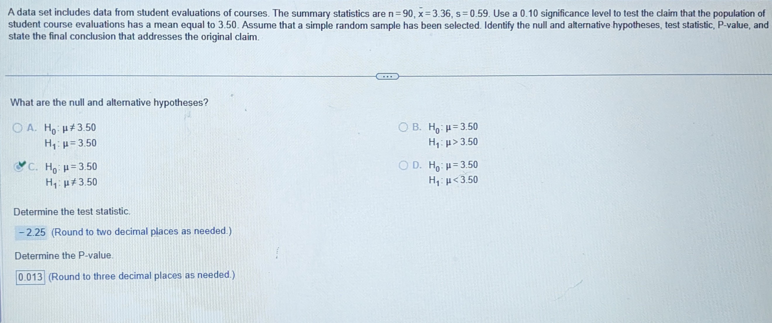 Solved I need help computing the P-value using a TI-84 | Chegg.com