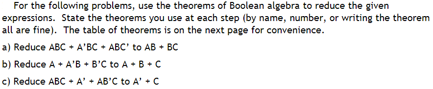 Solved For the following problems, use the theorems of | Chegg.com