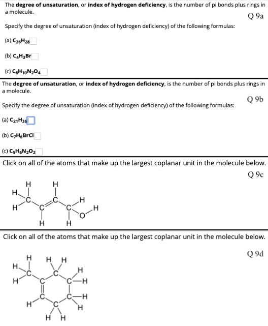 Solved The degree of unsaturation, or index of hydrogen | Chegg.com