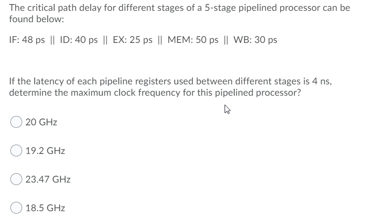 Solved The critical path delay for different stages of a | Chegg.com