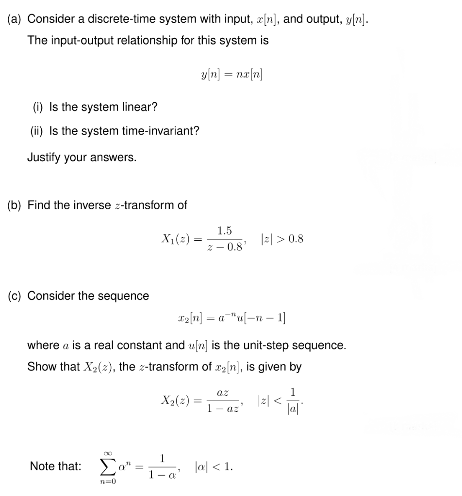 Solved (a) Consider a discrete-time system with input, «[n], | Chegg.com