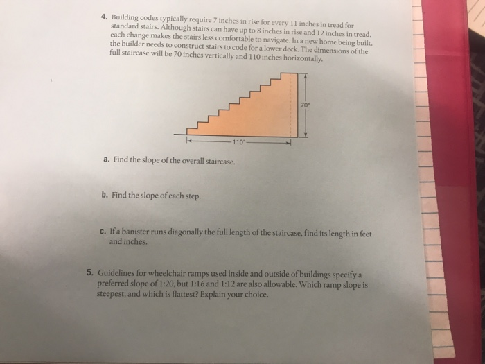 Solved 4 Building codes typically require 7 inches in rise | Chegg.com