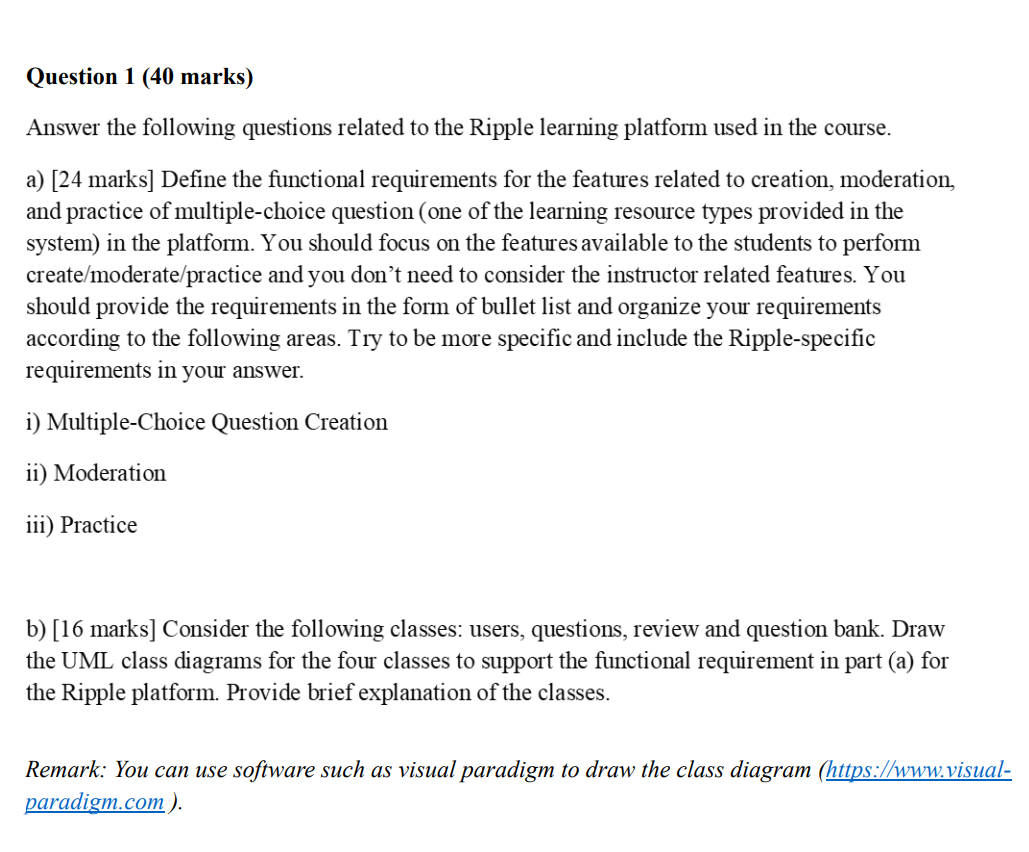 Solved Question 1 (40 marks) Answer the following questions | Chegg.com