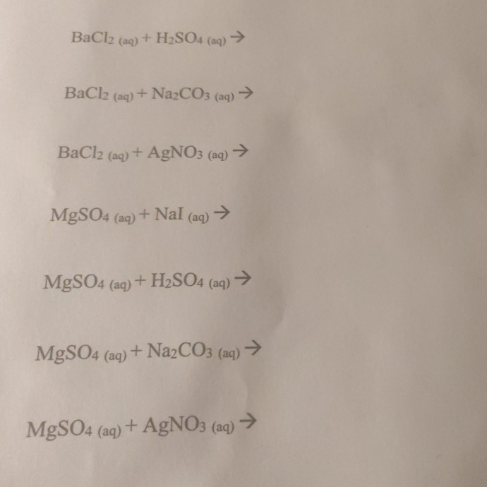 Solved BaCl2 (ag)+ H SO4 (ag) BaCl2 (aq) + Na COs (a) BaCl2 | Chegg.com