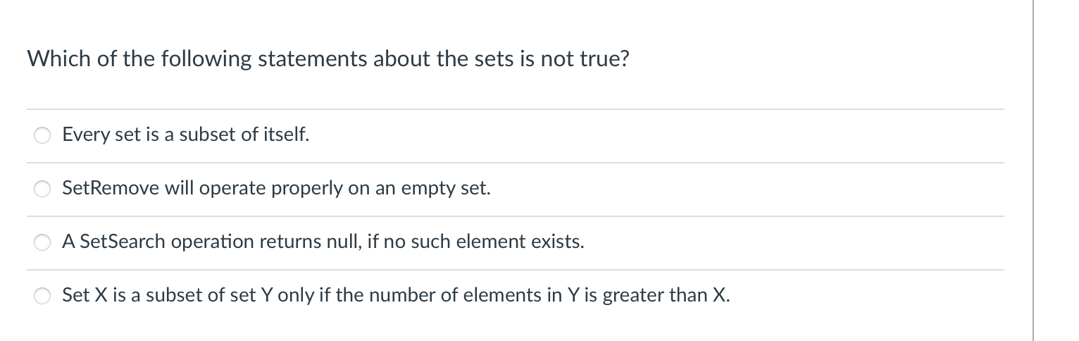 Solved Which of the following statements about the sets is | Chegg.com