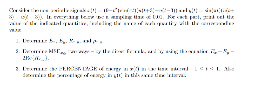 Consider the non-periodic signals | Chegg.com