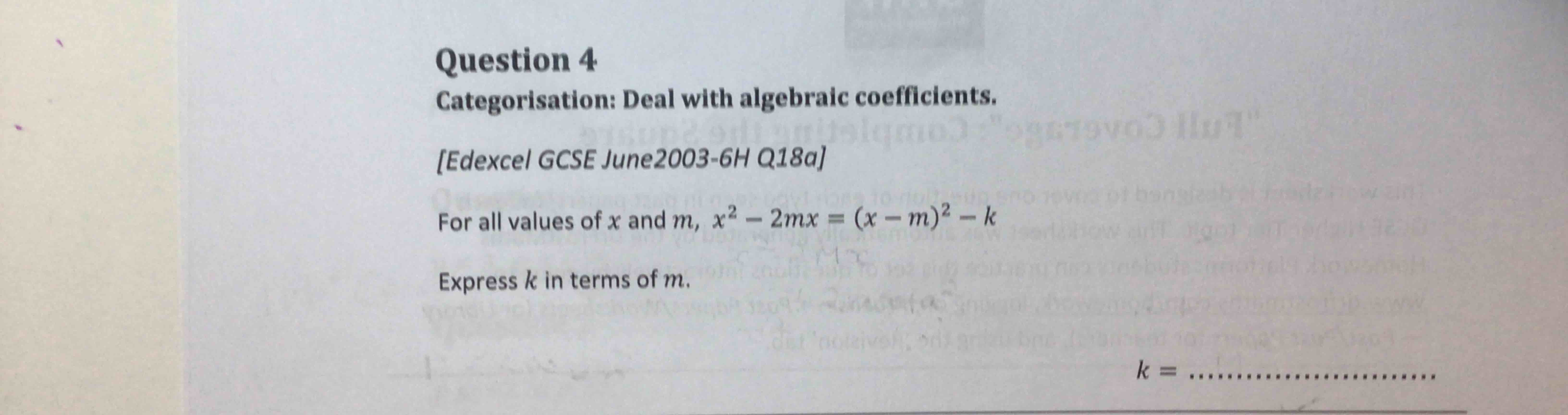 Solved Question 4categorisation Deal With Algebraic