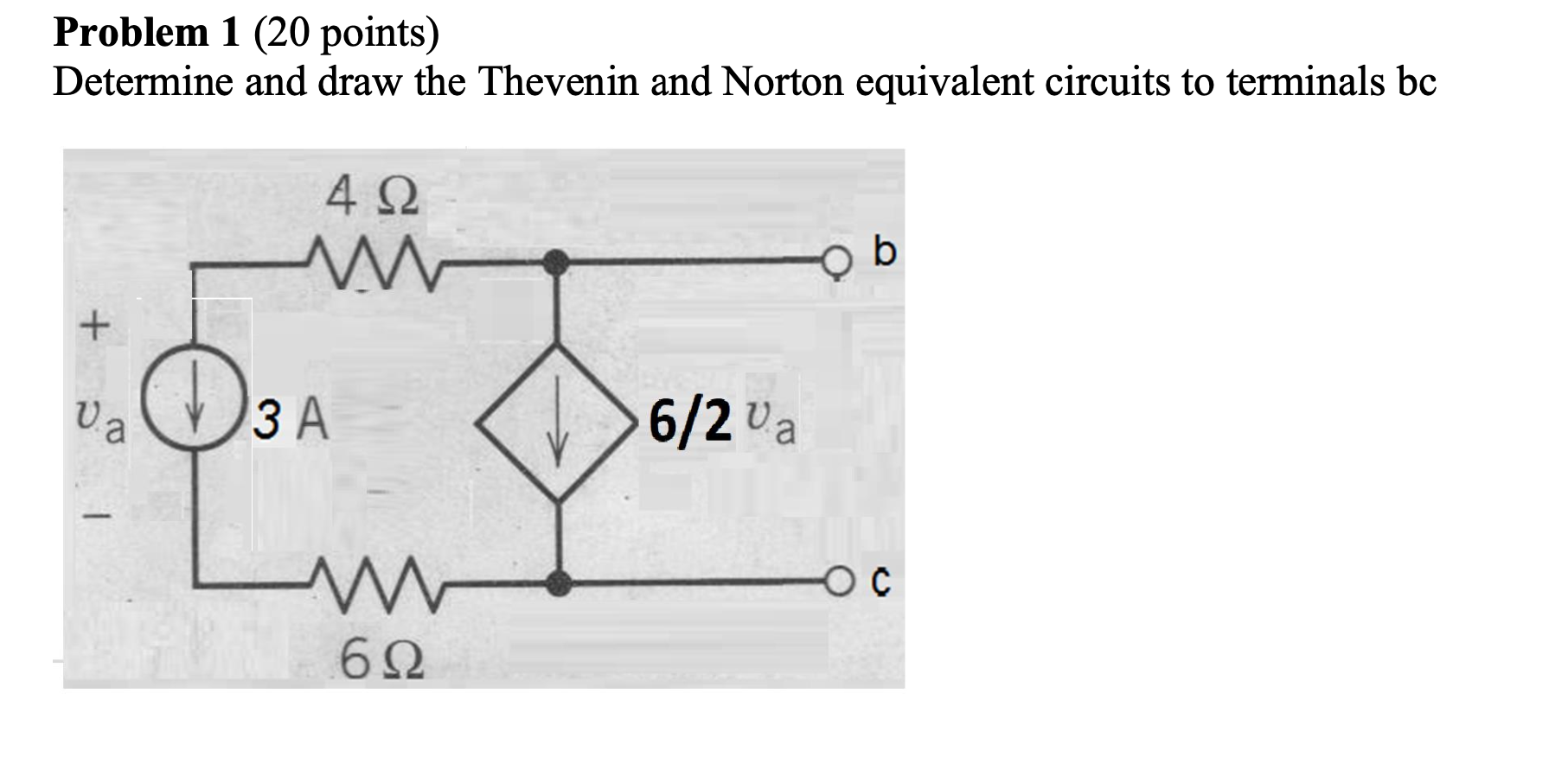 Solved Problem 1 (20 points) Determine and draw the Thevenin | Chegg.com