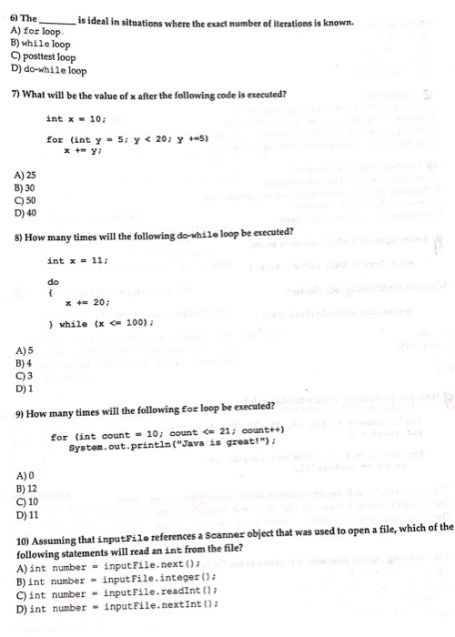 Solved 1) A loop that repeats a specifie number of times is | Chegg.com