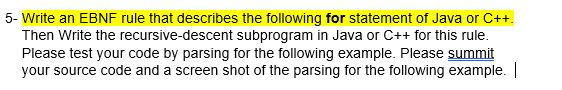 5- Write an EBNF rule that describes the following | Chegg.com