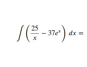 Solved ∫﻿﻿(25x-37ex)dx= | Chegg.com