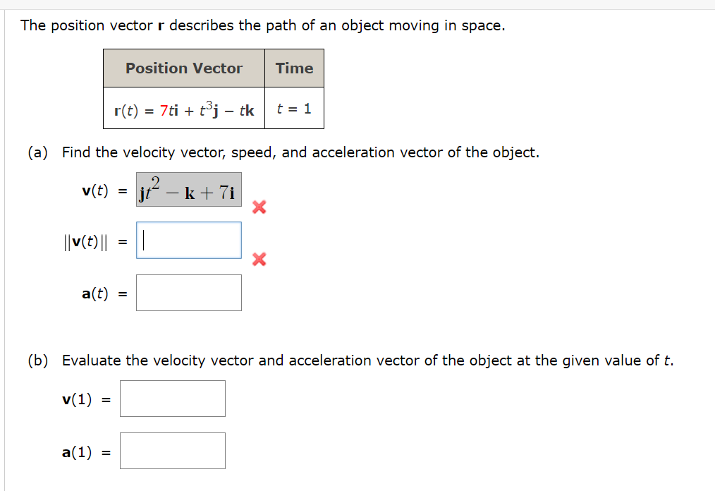 Solved The position vector r describes the path of an object | Chegg.com