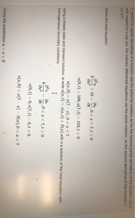 Solved (1 point) For partial derivatives of a function use | Chegg.com
