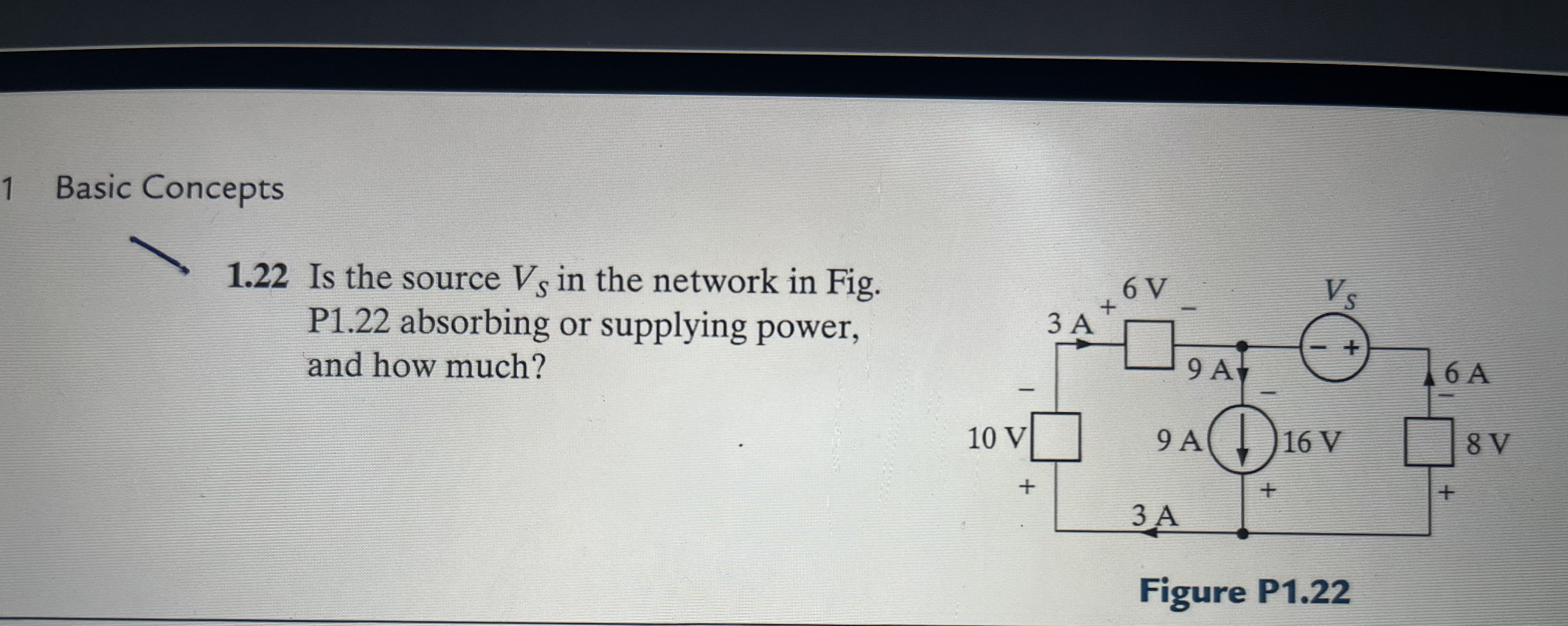 Solved 1.22 Is the source VS in the network in Fig. P1.22 | Chegg.com