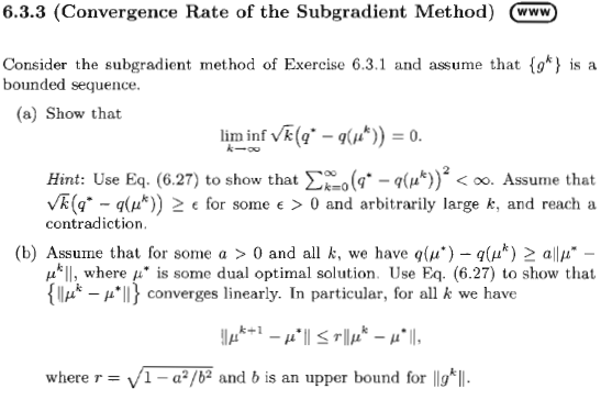 Solved 6.3.3 (Convergence Rate of the Subgradient Method) | Chegg.com