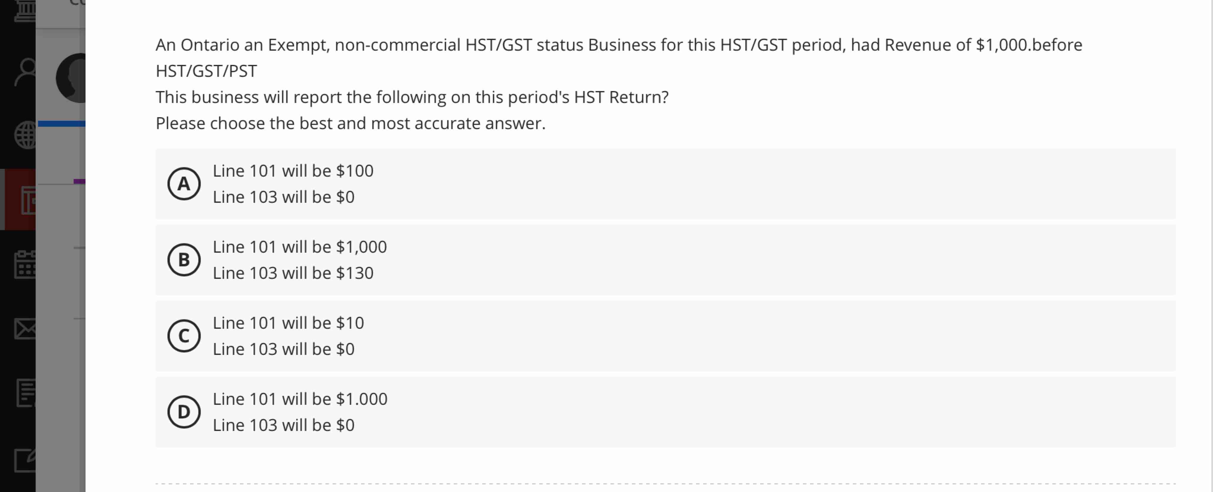 An Ontario an Exempt, non-commercial HST/GST status | Chegg.com