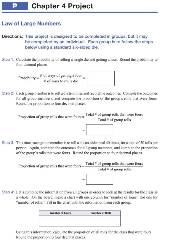 Solved Гр Chapter 4 Project Law of Large Numbers Directions: | Chegg.com