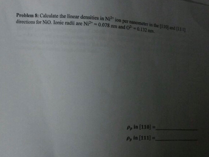 Solved Problem 8: Calculate the linear densities in Ni2 ion | Chegg.com