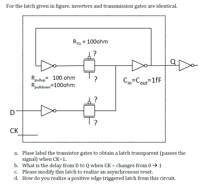 Solved For the latch given in figure. inverters and | Chegg.com