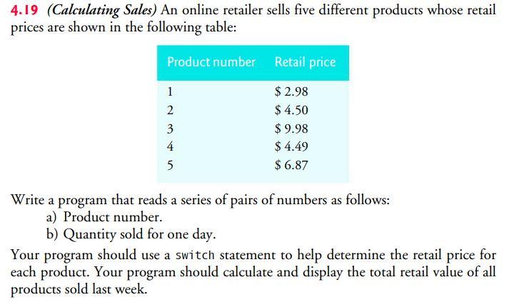 Solved This is in C An online retailer sells five different | Chegg.com