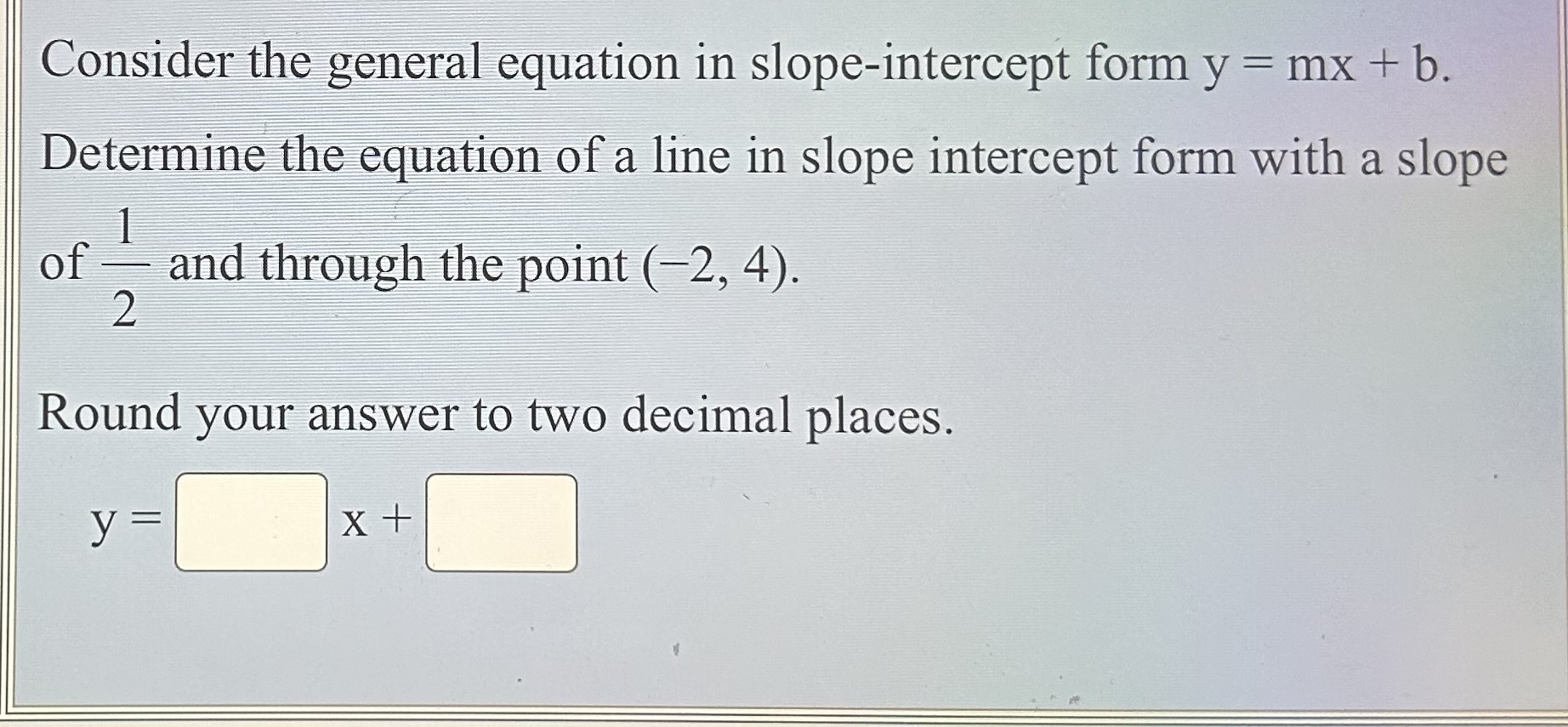 Solved Consider the general equation in slope-intercept form | Chegg.com