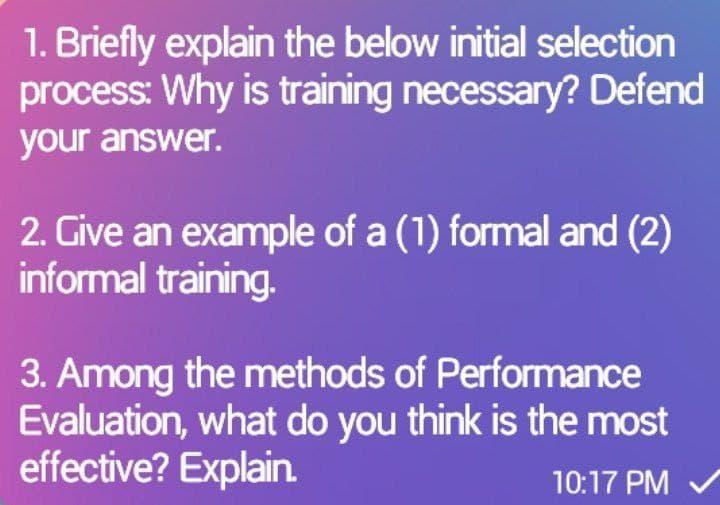 Solved 1. Briefly explain the below initial selection | Chegg.com