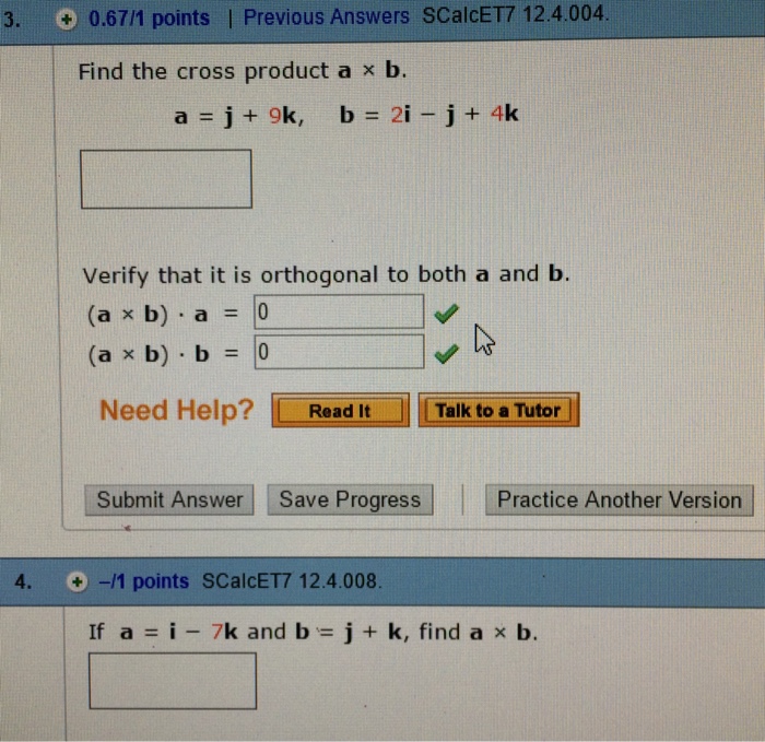 Solved Find the cross product a times b. a = j + 9k, b = 2i | Chegg.com