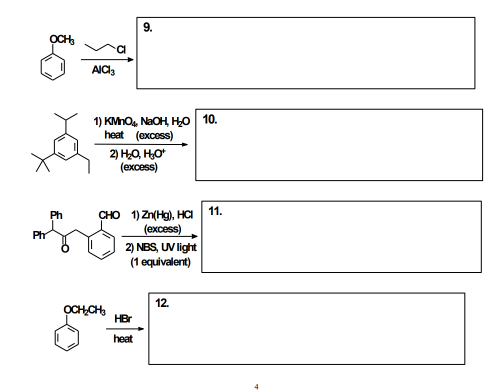 Solved 9. OCH3 AICI: 1) KINO4, NaOH, HO 10. heat (excess) 2) | Chegg.com