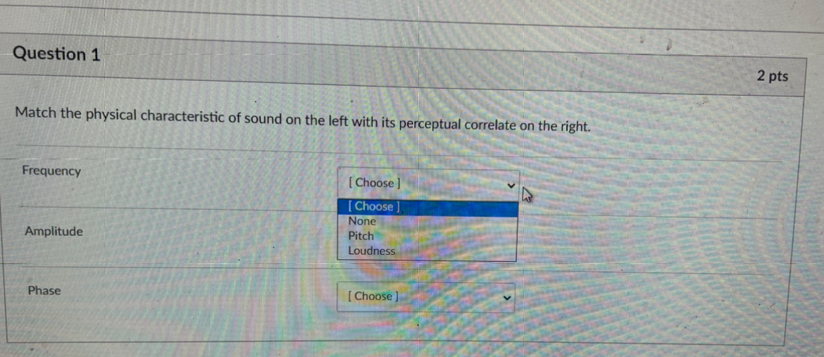Solved Question 1Match the physical characteristic of sound | Chegg.com