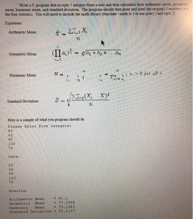 Solved Write A C Program That Accepts 5 Integers From A User Chegg