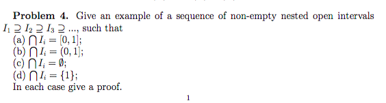 Solved Problem 4 Give An Example Of A Sequence Of Non Empty