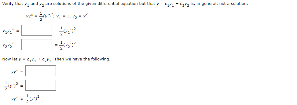Solved Verify that y1 and y2 are solutions of the given | Chegg.com