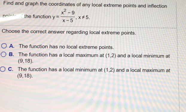 Solved Find and graph the coordinates of any local extreme | Chegg.com