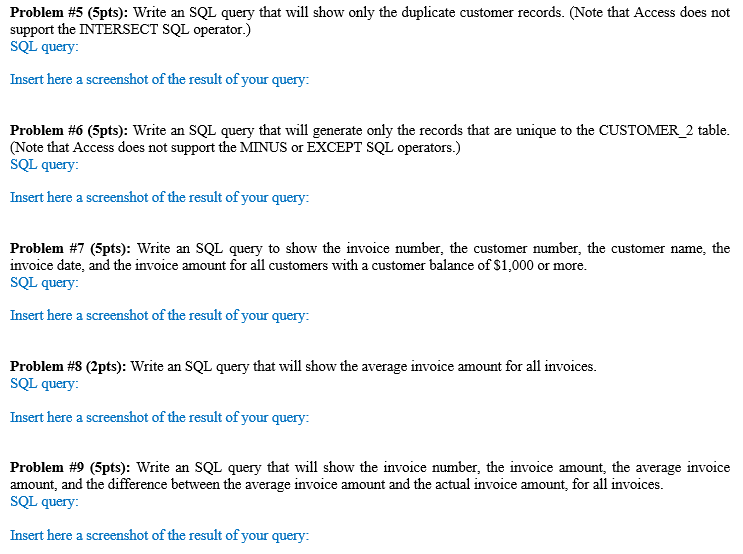 Database name: Ch08_Saleco Table name: CUSTOMER | Chegg.com