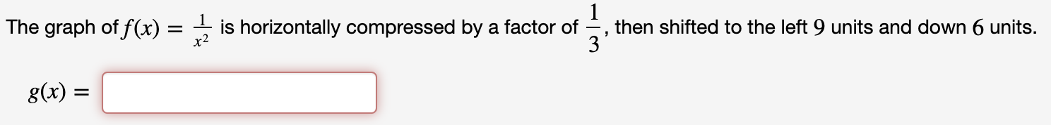 Solved The graph of f(x) = = 1 1 is horizontally compressed | Chegg.com