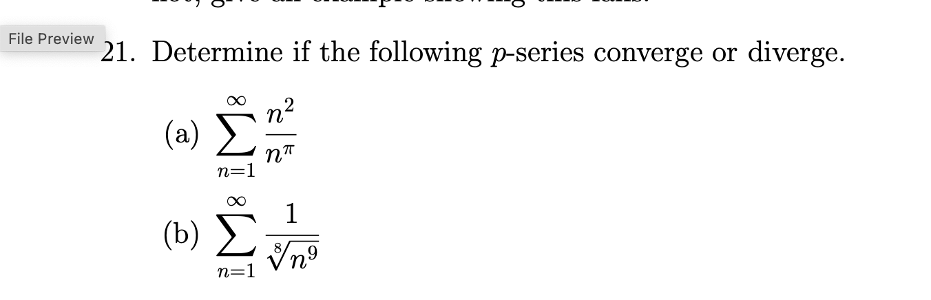 Solved File PreviewDetermine if the following p-series | Chegg.com