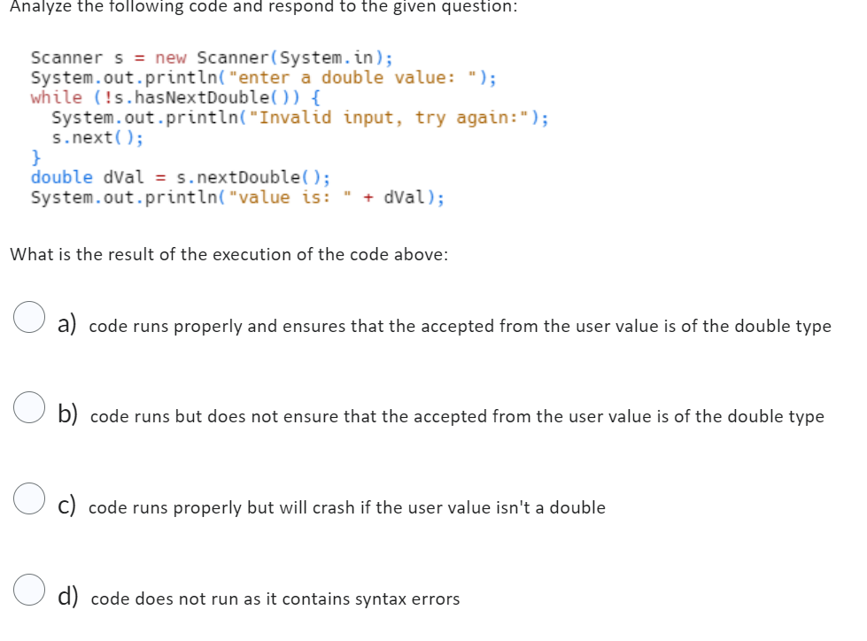 Solved What does the following code do? a) Calls a method b) | Chegg.com