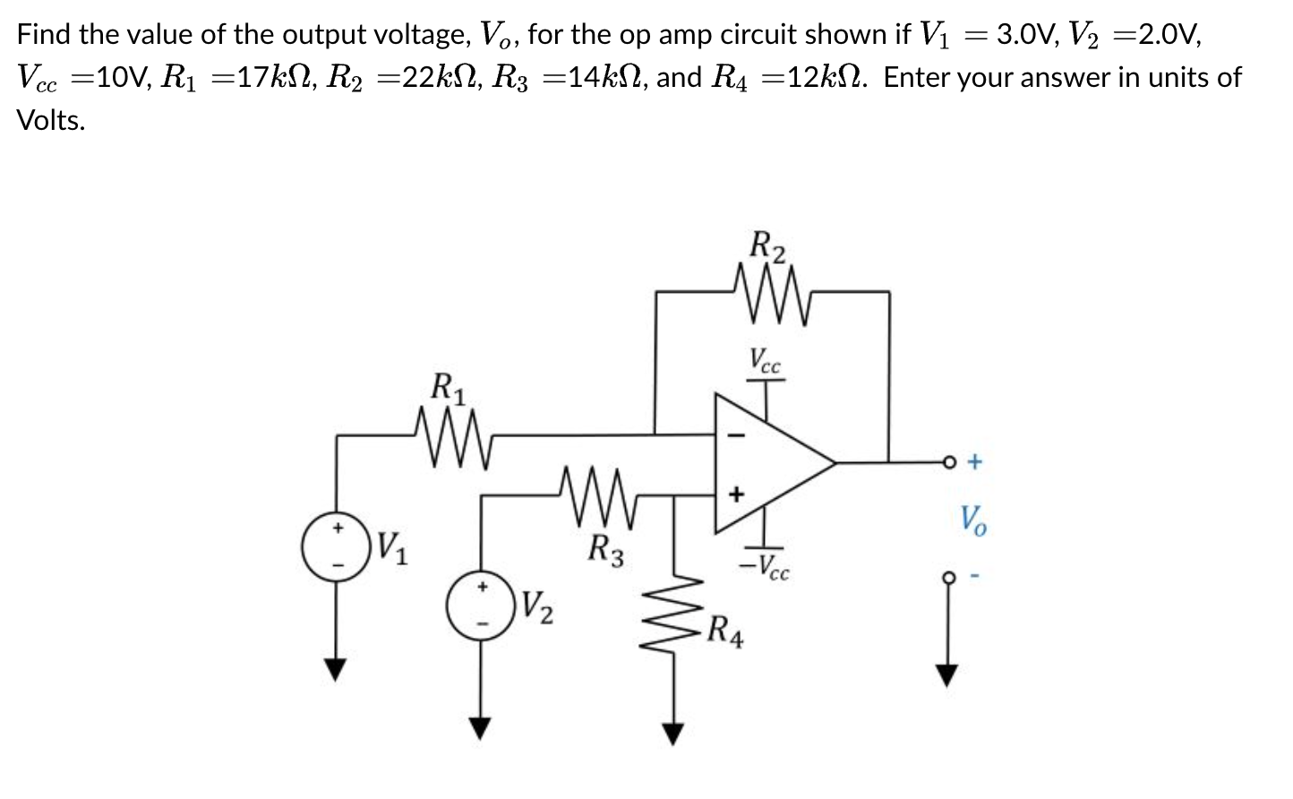 Solved Find the value of the output voltage, Vo, for the op | Chegg.com