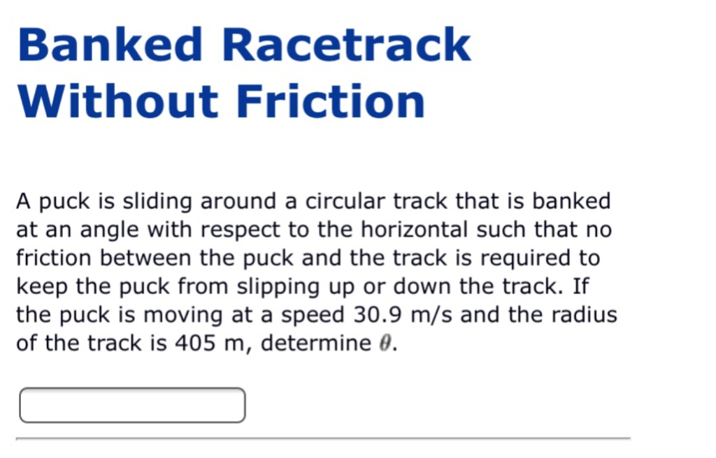 Solved Banked Racetrack Without Friction A puck is sliding | Chegg.com