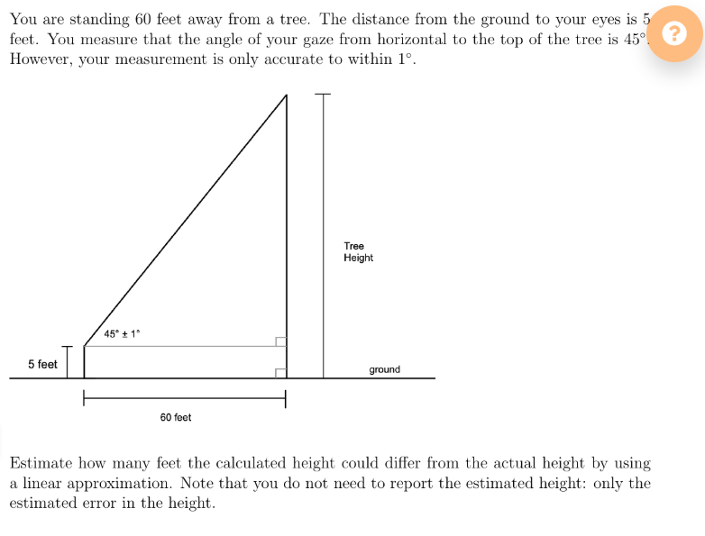 Solved You are standing 60 feet away from a tree. The | Chegg.com