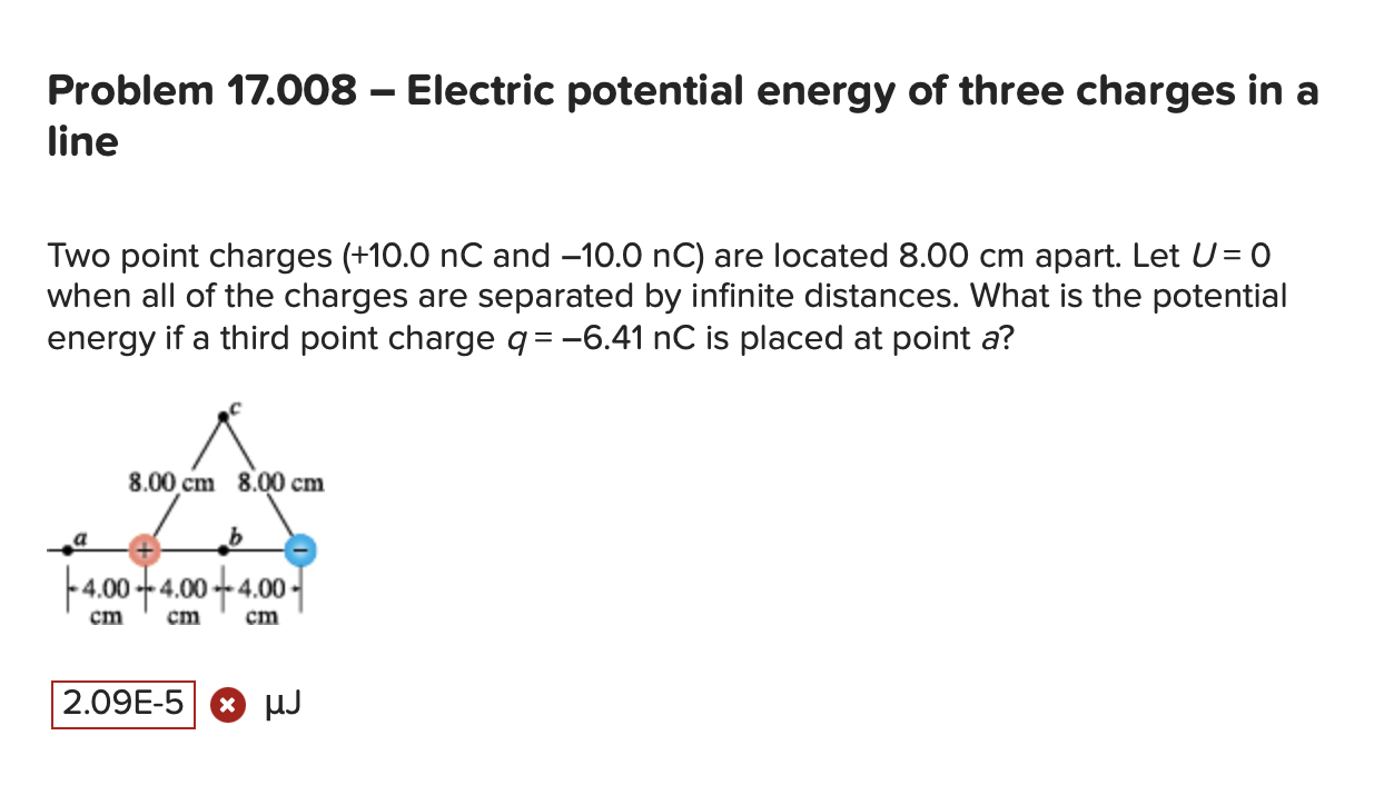 Solved Problem 17.008 - Electric potential energy of three | Chegg.com