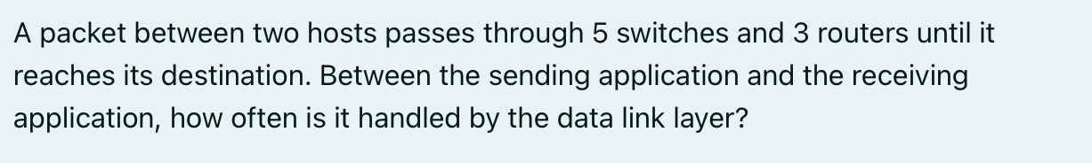 Solved A packet between two hosts passes through 5 switches | Chegg.com
