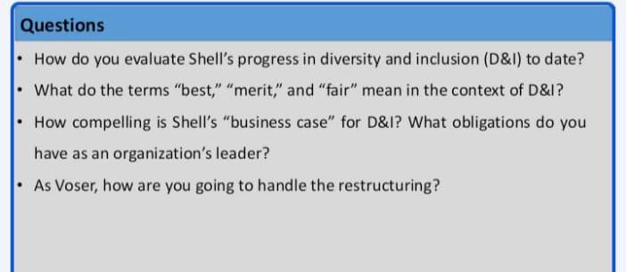 Solved Questions How do you evaluate Shell's progress in | Chegg.com