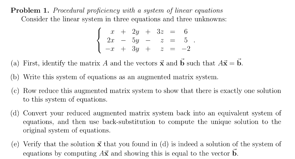 Solved Problem 1. Procedural proficiency with a system of | Chegg.com