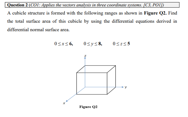 Solved Question 2 (CO1: Applies the vectors analysis in | Chegg.com