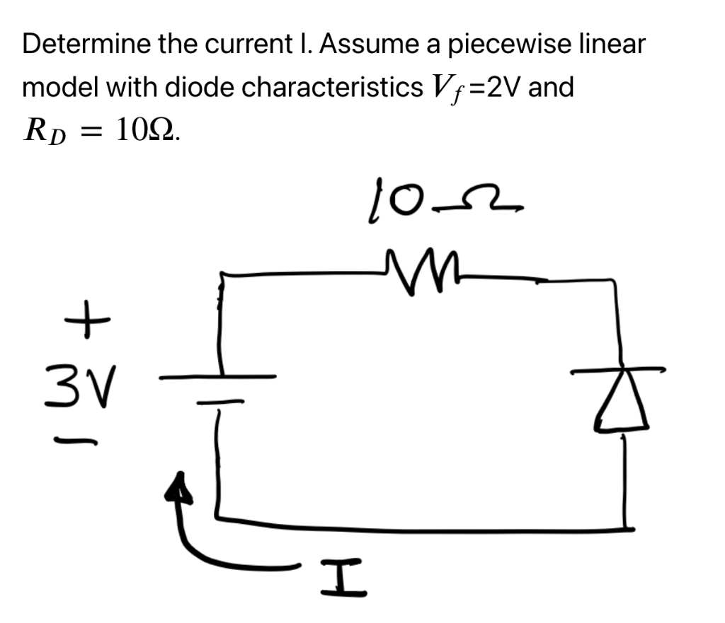Solved Determine the current I. Assume a piecewise linear | Chegg.com